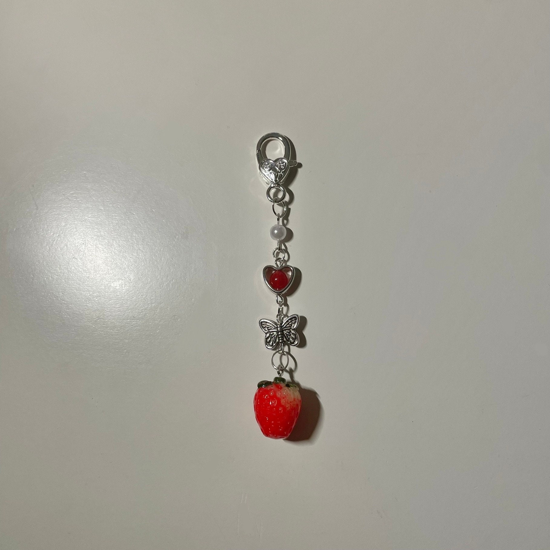 Y2k Strawberry Silver Keychain Coquette, Grunge, Silver Accessories ...