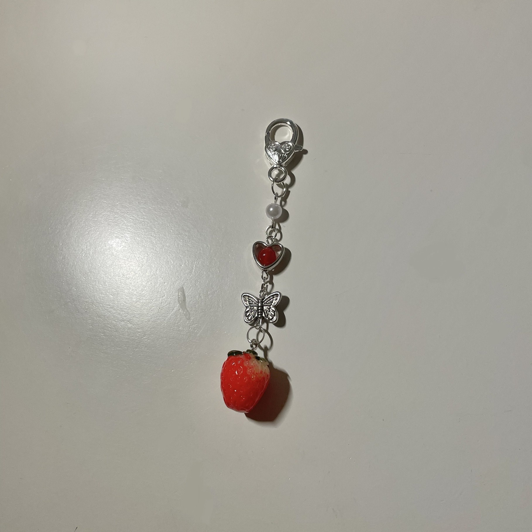 Y2k Strawberry Silver Keychain Coquette, Grunge, Silver Accessories ...