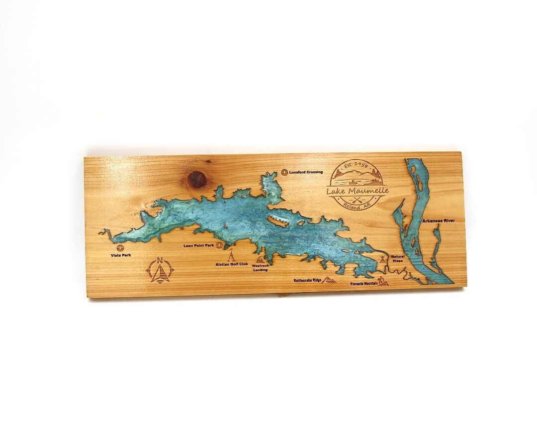 Custom Epoxy Lake Map on Red Cedar Personalized Lake Art With ...