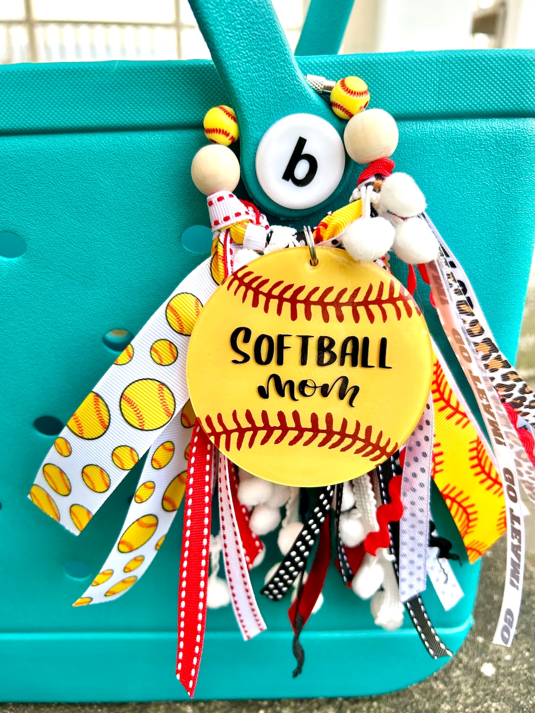 Softball Bag Tassel, Sports Bag Charm, Softball Bag Charm, Acrylic Bag ...