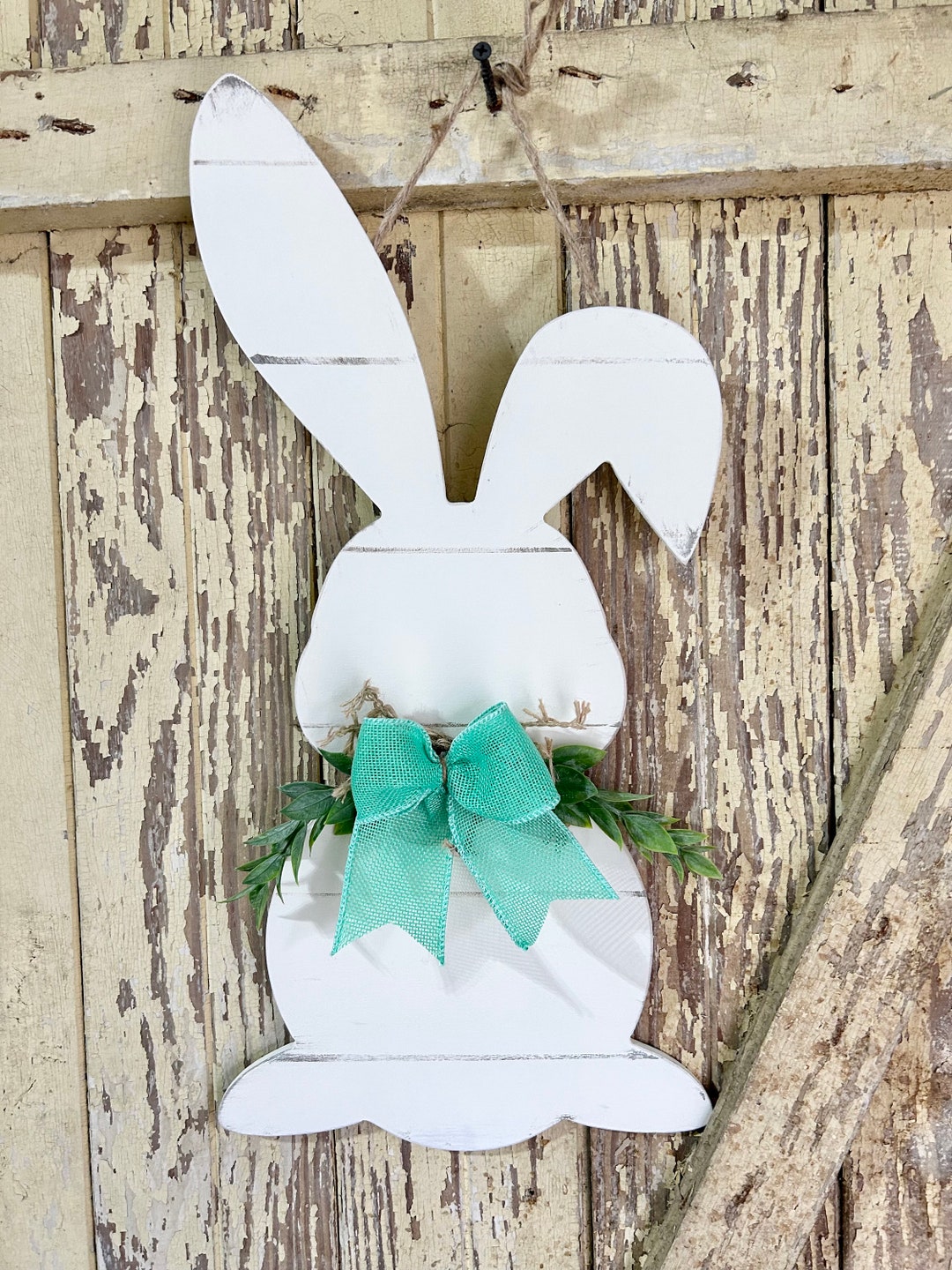 Bunny Wood Door Hanger, Easter Door Hanger, Farm House Door Hanger ...