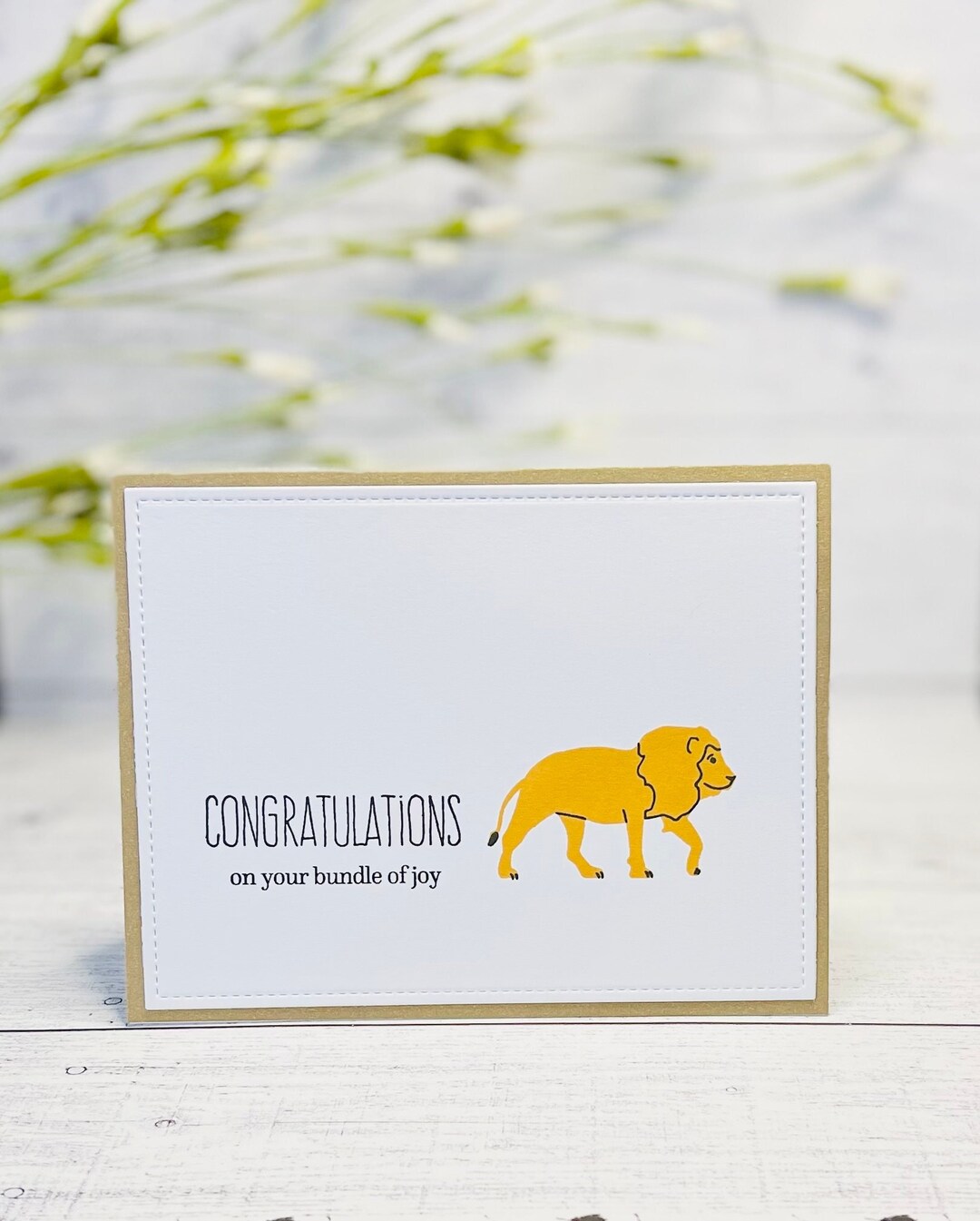Lion Congratulations Card: Handmade New Baby Card - Etsy