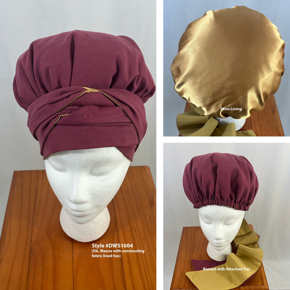 Handcrafted Satin Lined Bonnet Headwrap, Upcycled Headwrap, Repurposed ...