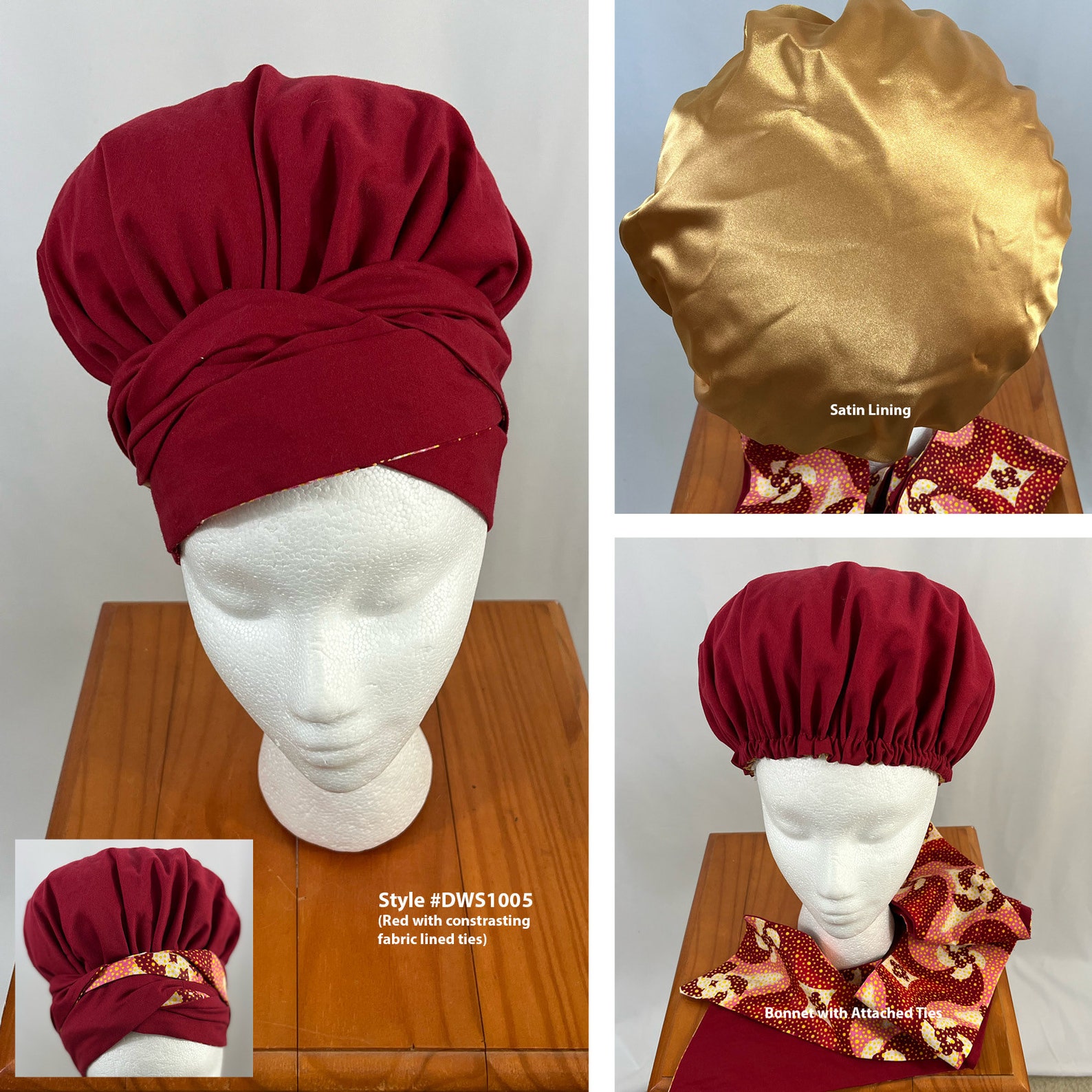Handcrafted Satin Lined Bonnet Headwrap, Upcycled Headwrap, Repurposed ...