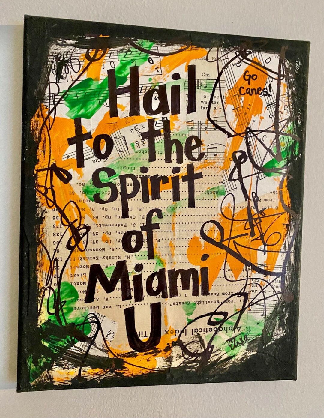University of Miami Canes Art College Alumni Gift Wall Music Artwork ...