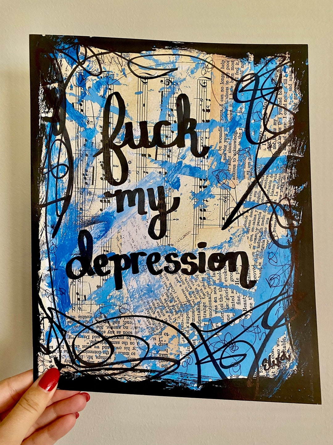 Depression Art Print Funny Mental Health Awareness Anxiety Wall Art ...