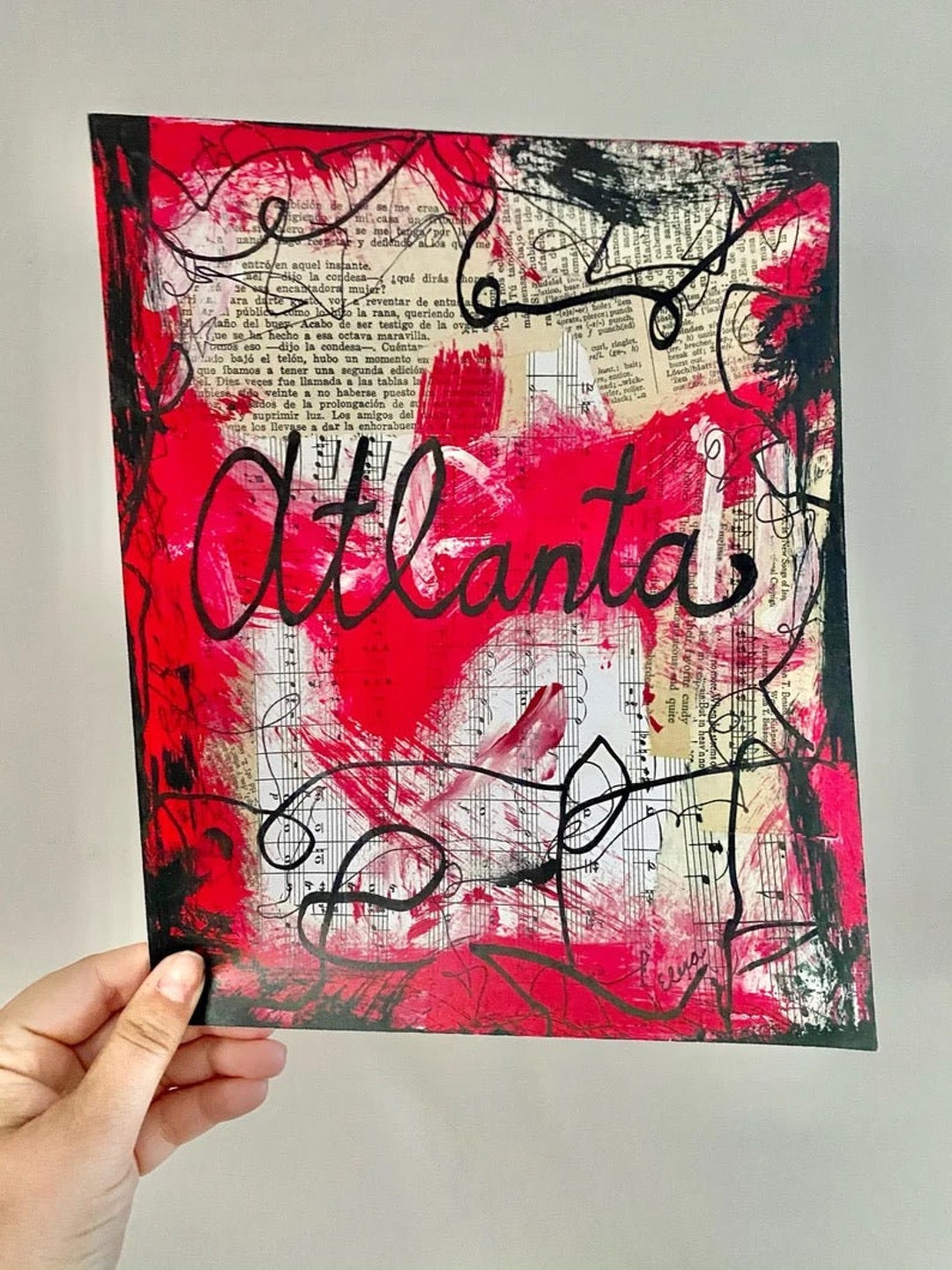 ATLANTA atlanta Cursive Canvas Atl Map Wall Art - Etsy