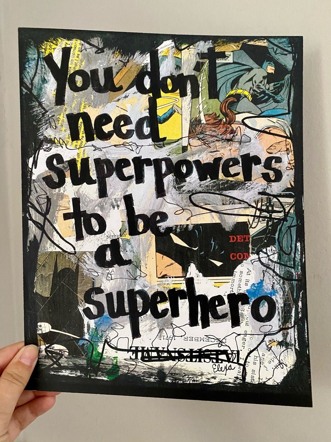 Batman Art Painting Comic Book Collage Superhero Canvas Nerd - Etsy