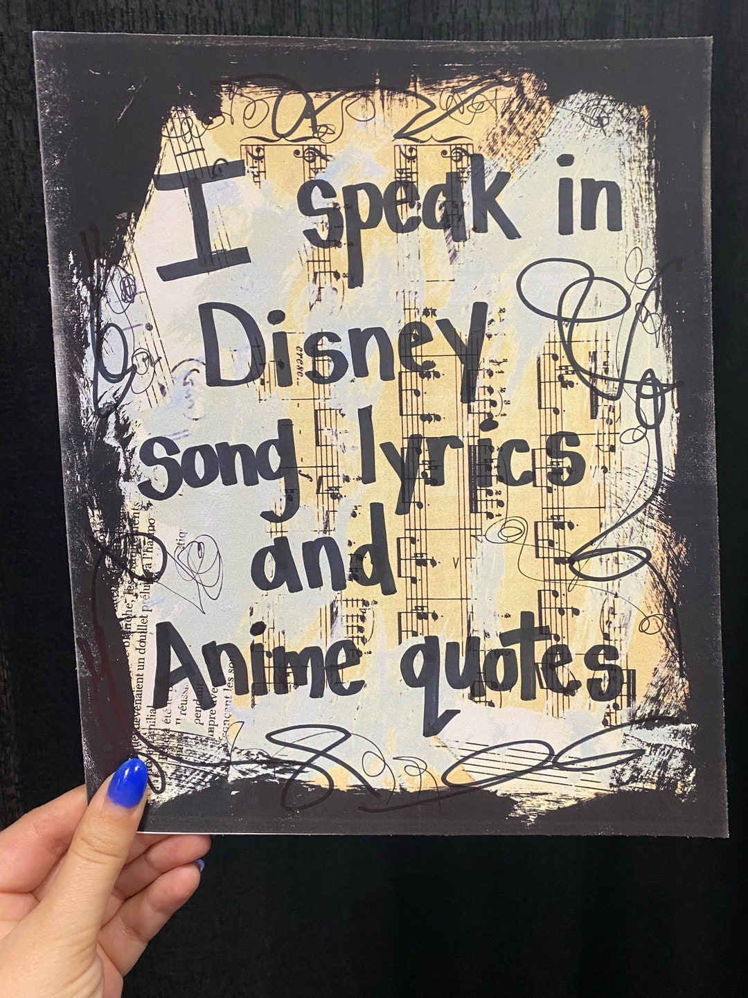 Disney Anime Painting Quote Lyrics Artwork Sign Home Decor - Etsy