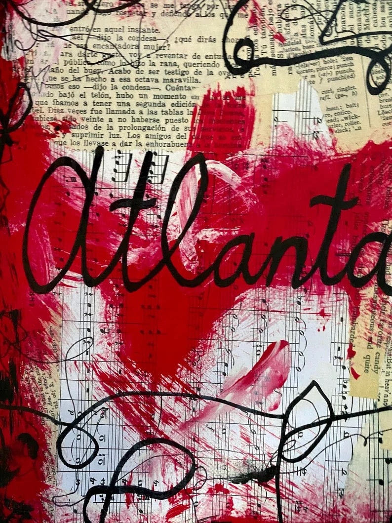 ATLANTA atlanta Cursive Canvas Atl Map Wall Art - Etsy