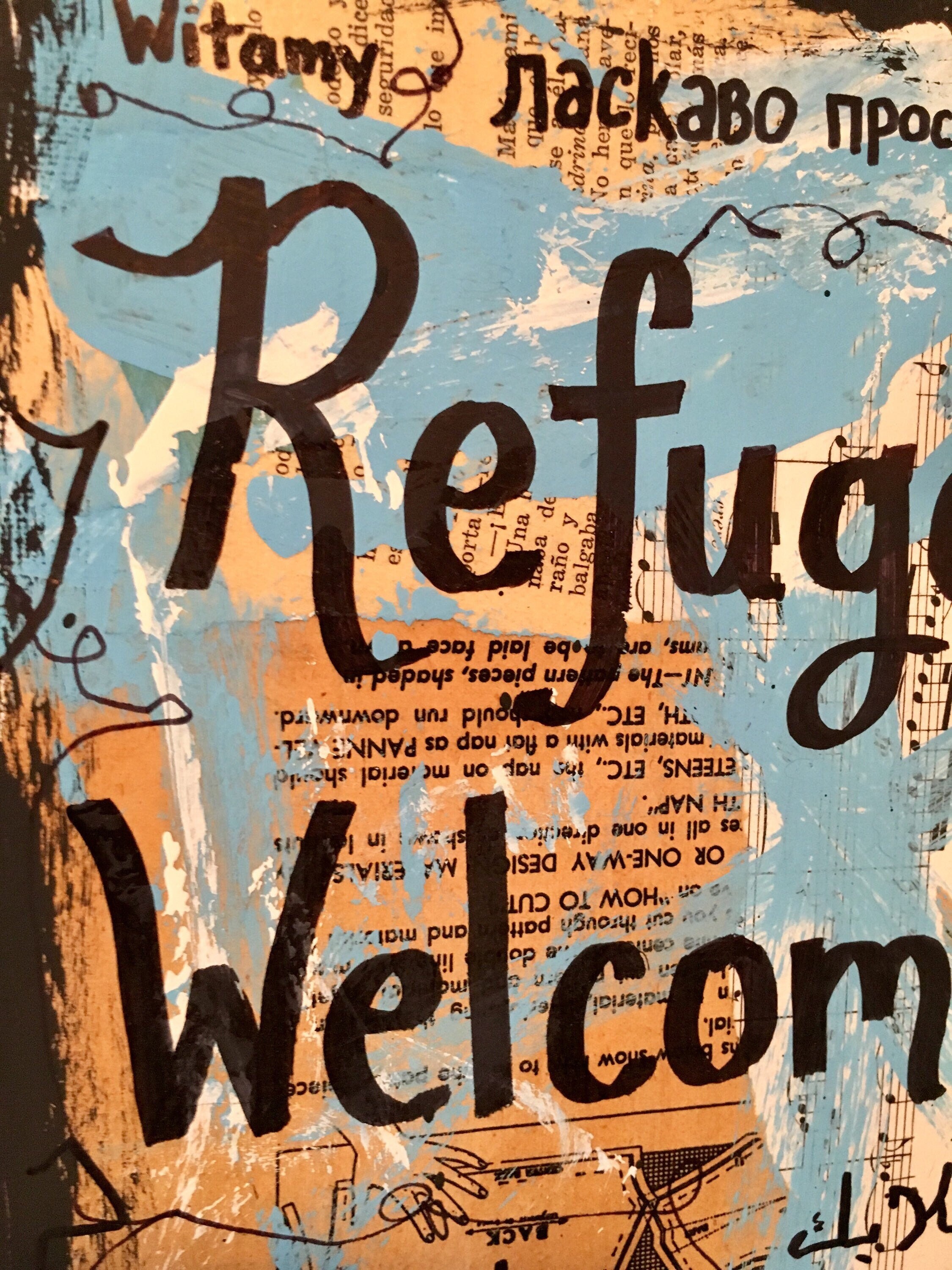 Refugees Welcome Sign Art Print Home Center Painting Immigrant - Etsy