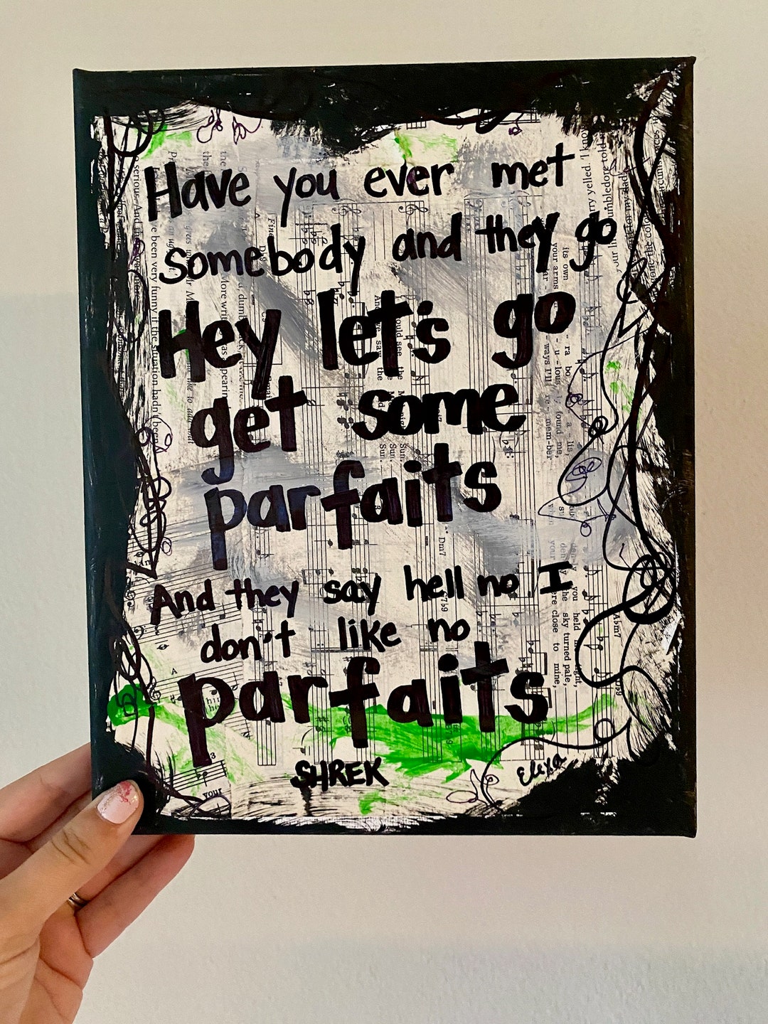 Shrek, a arte Musical Burro parfaits música Broadway show pintura ...