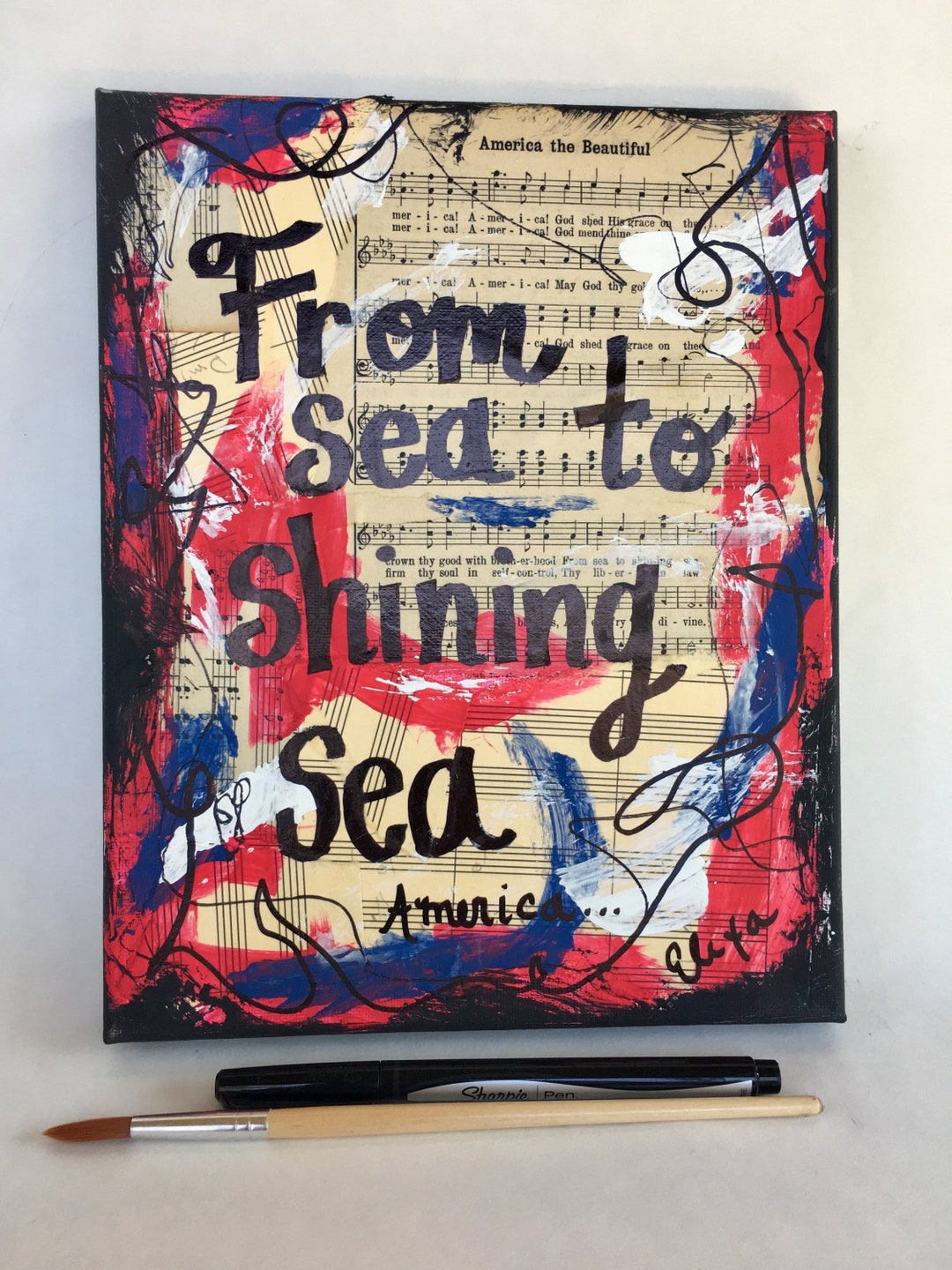 America the Beautiful Art American Music Song Lyrics Home Decor USA ...