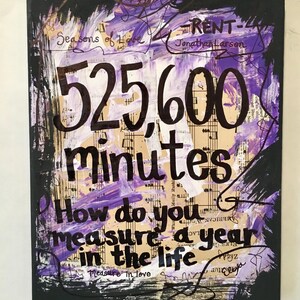 RENT Art Broadway Musical Theater Theatre 525,600 Minutes Music Wall ...
