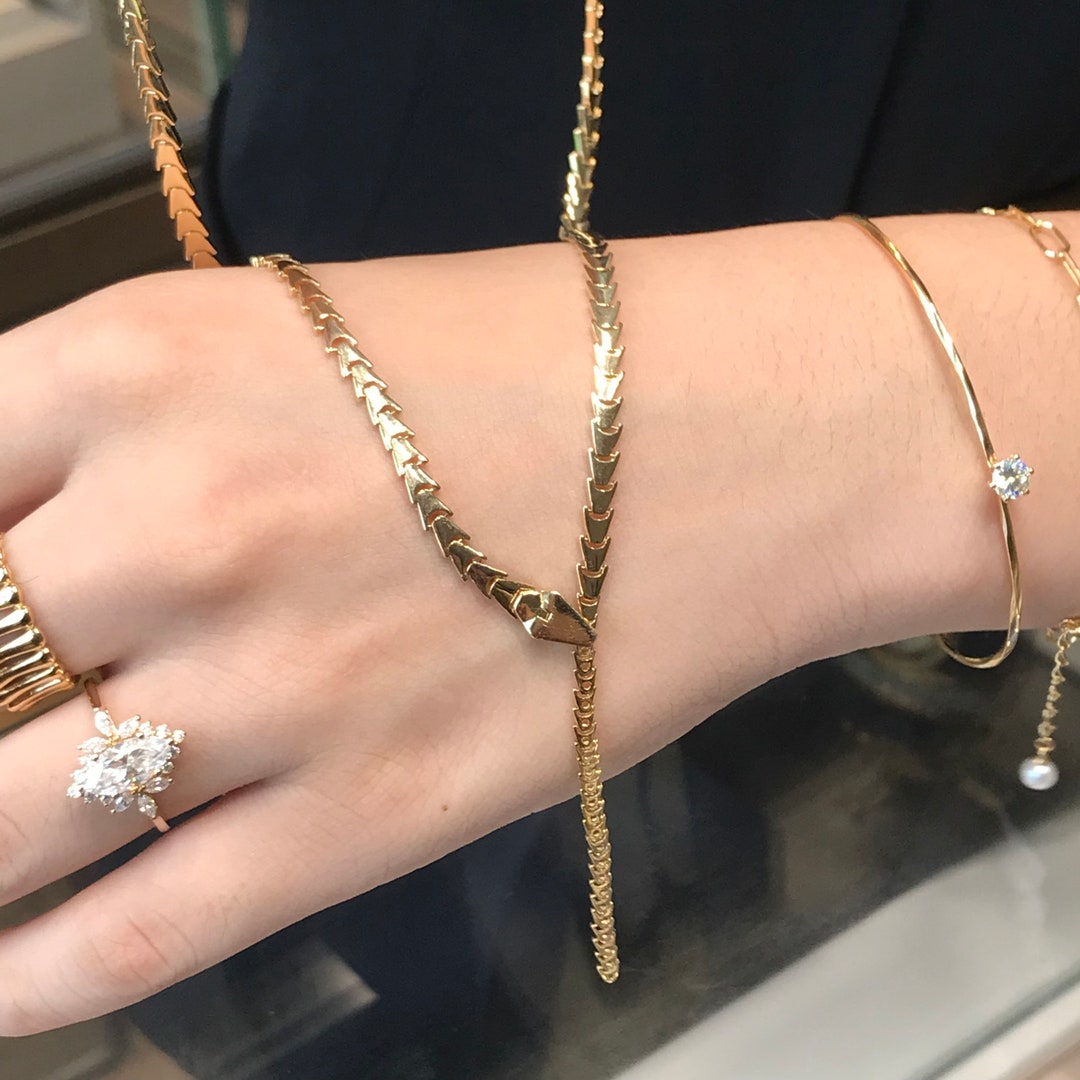 18K Solid Gold Snake Y Necklace18k Solid Gold Snake Chain - Etsy Canada