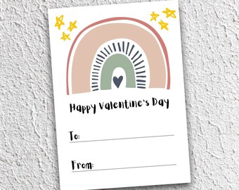 Printable Valentine's Cards / Rainbow Printable Valentine's Cards / Kid ...