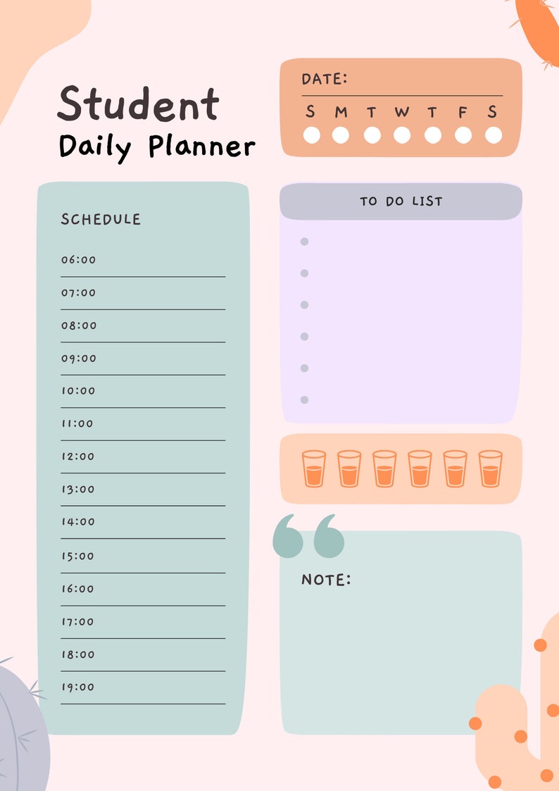 Student Printable Study Planner Pack, Digital Journal, Daily Planner ...