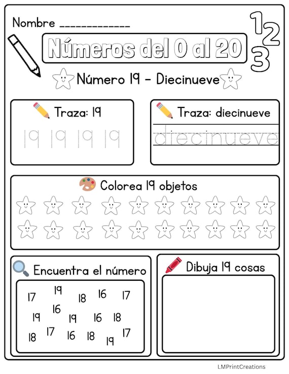 Spanish Numbers 0 20 Worksheets