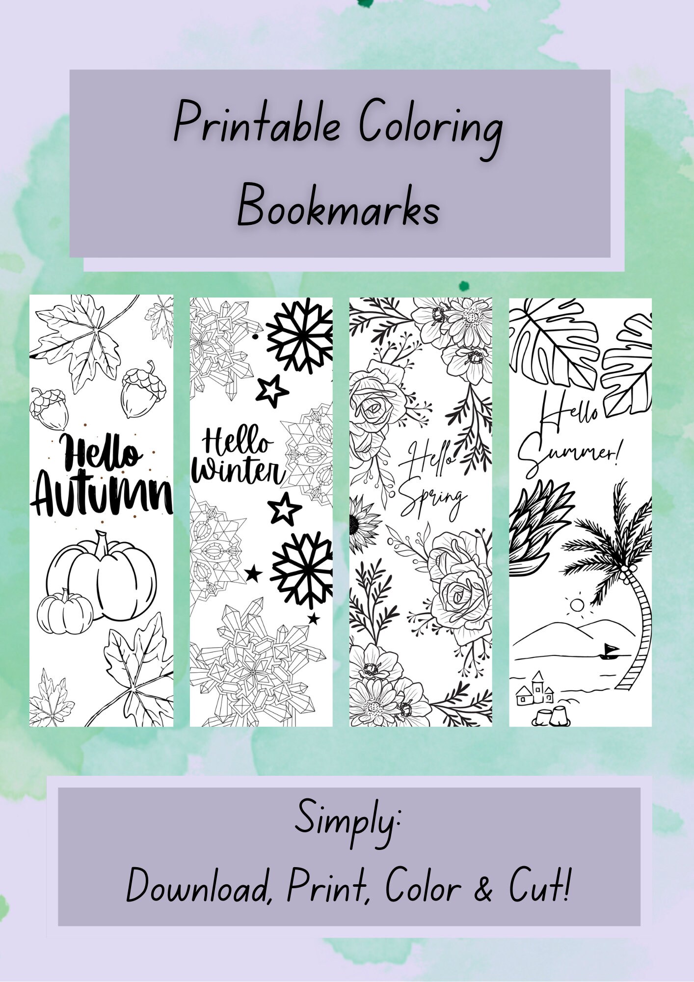 Printable Coloring Bookmarks - Etsy