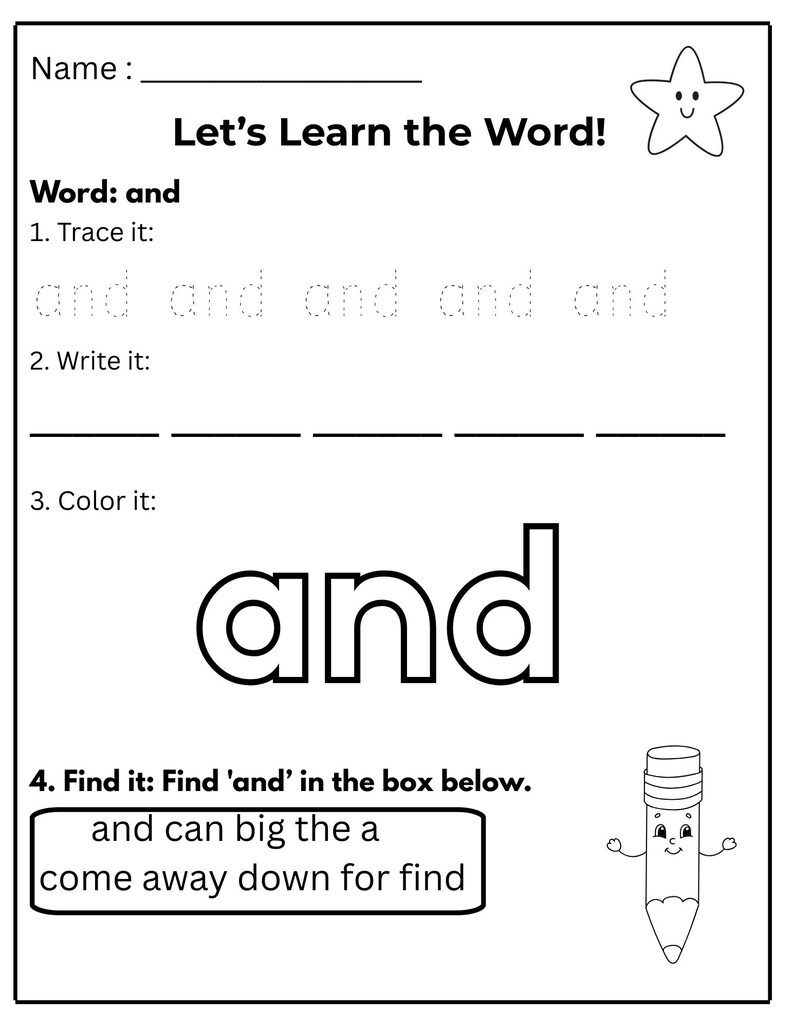 Let's Learn the Word!! Pre-k Sight Word Worksheets | 40 Dolch Pre ...