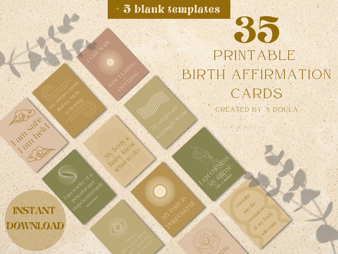 35 BIRTH AFFIRMATION CARDS | Digital Download | Positive and Empowering ...