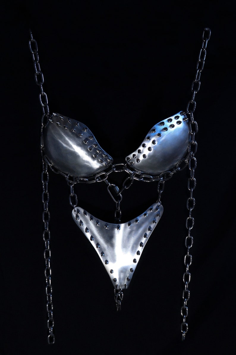 Spiked Metal Armour Bra Set With Chains - Etsy
