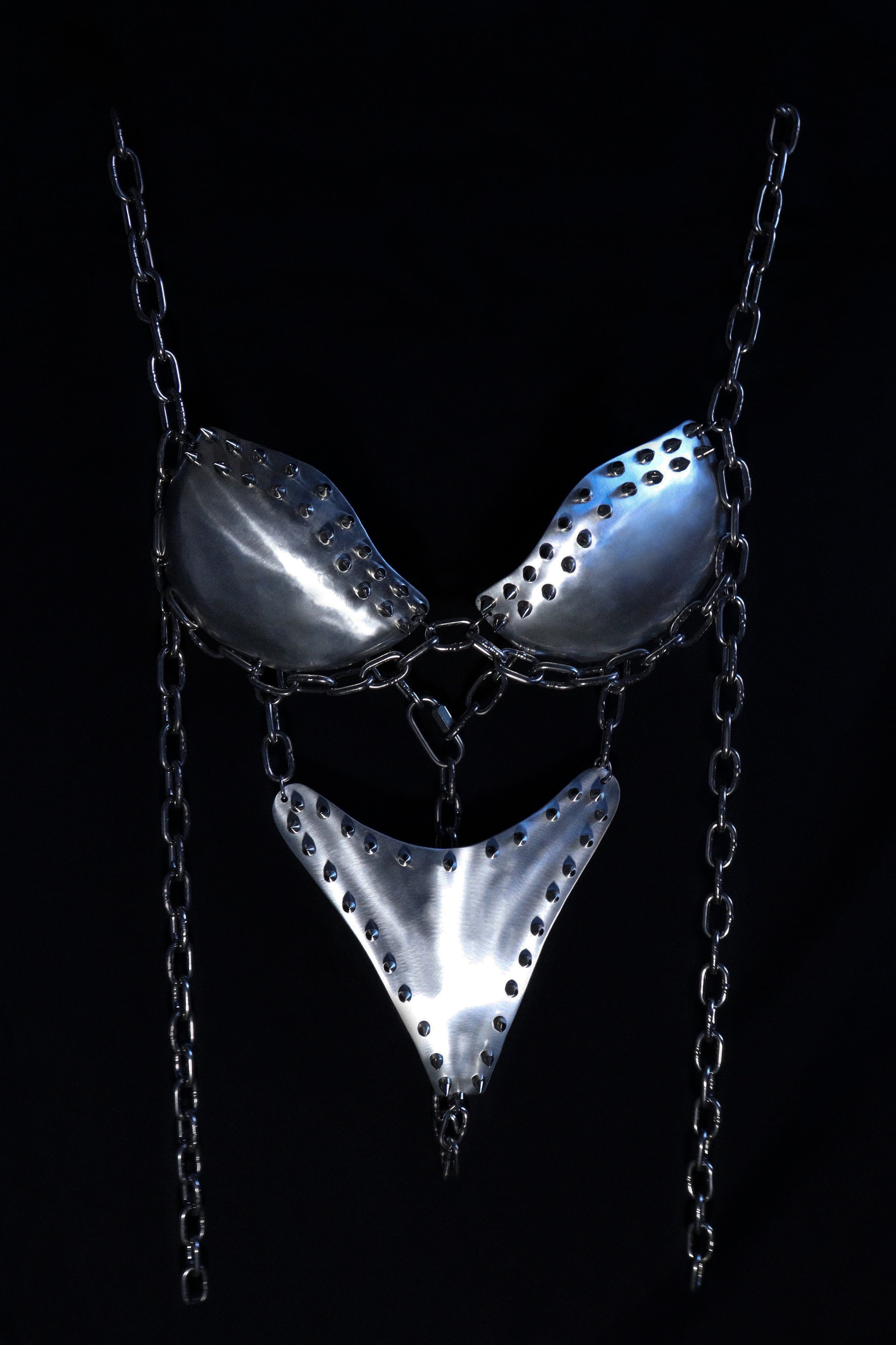 Spiked Metal Armour Bra Set With Chains - Etsy