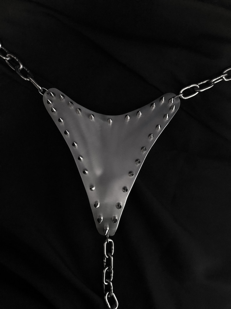 Spiked Metal Armour Bra Set With Chains Etsy
