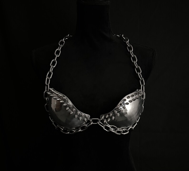 Spiked Metal Armour Bra Set With Chains - Etsy