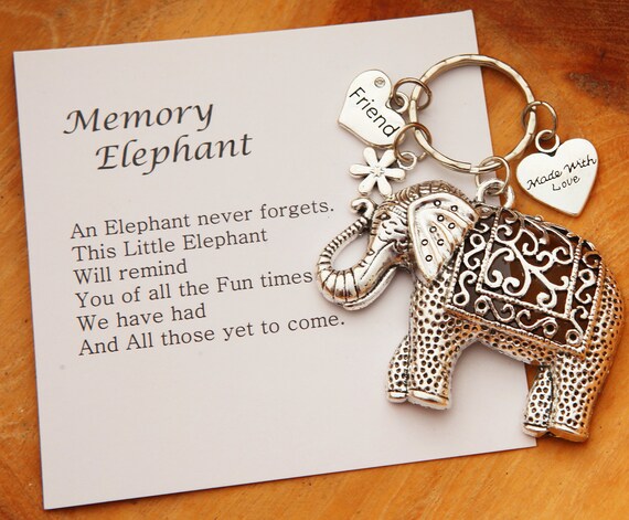 Memory Elephant Keyring for Friend Mum Daughter Sister Nanny Elephant Gift Card