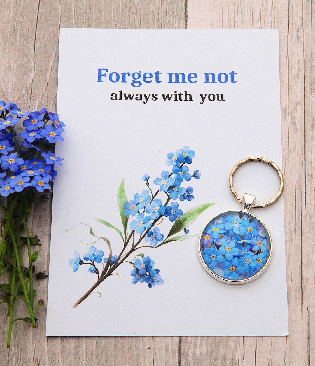 Forget Me Not Keyring in Memory Remembrance Bereavement Gift, Sympathy ...
