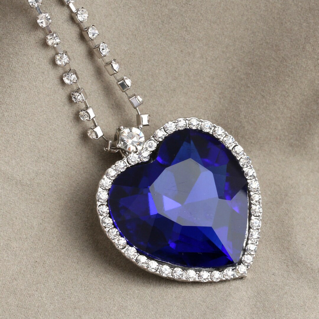 Heart of the Ocean Necklace Blue Heart Pendant Valentine's Day Gift - Etsy