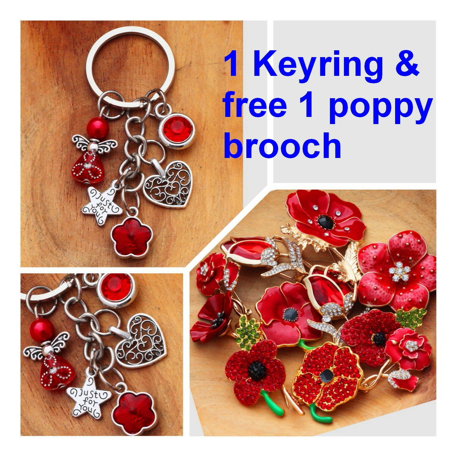 Red Poppy Keyring Free Brooch Every Purchase Will Receive 1 Brooch ...