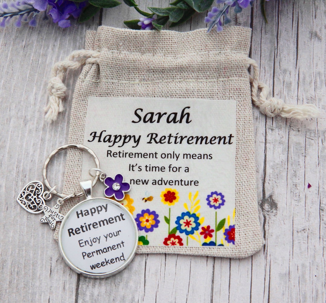 Happy Retirement Gift Keyring ,personalised, Retirement Gift, Happy ...