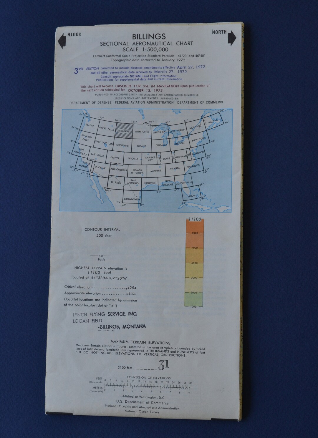 1972 Aeronautical Chart billings, MT - Etsy
