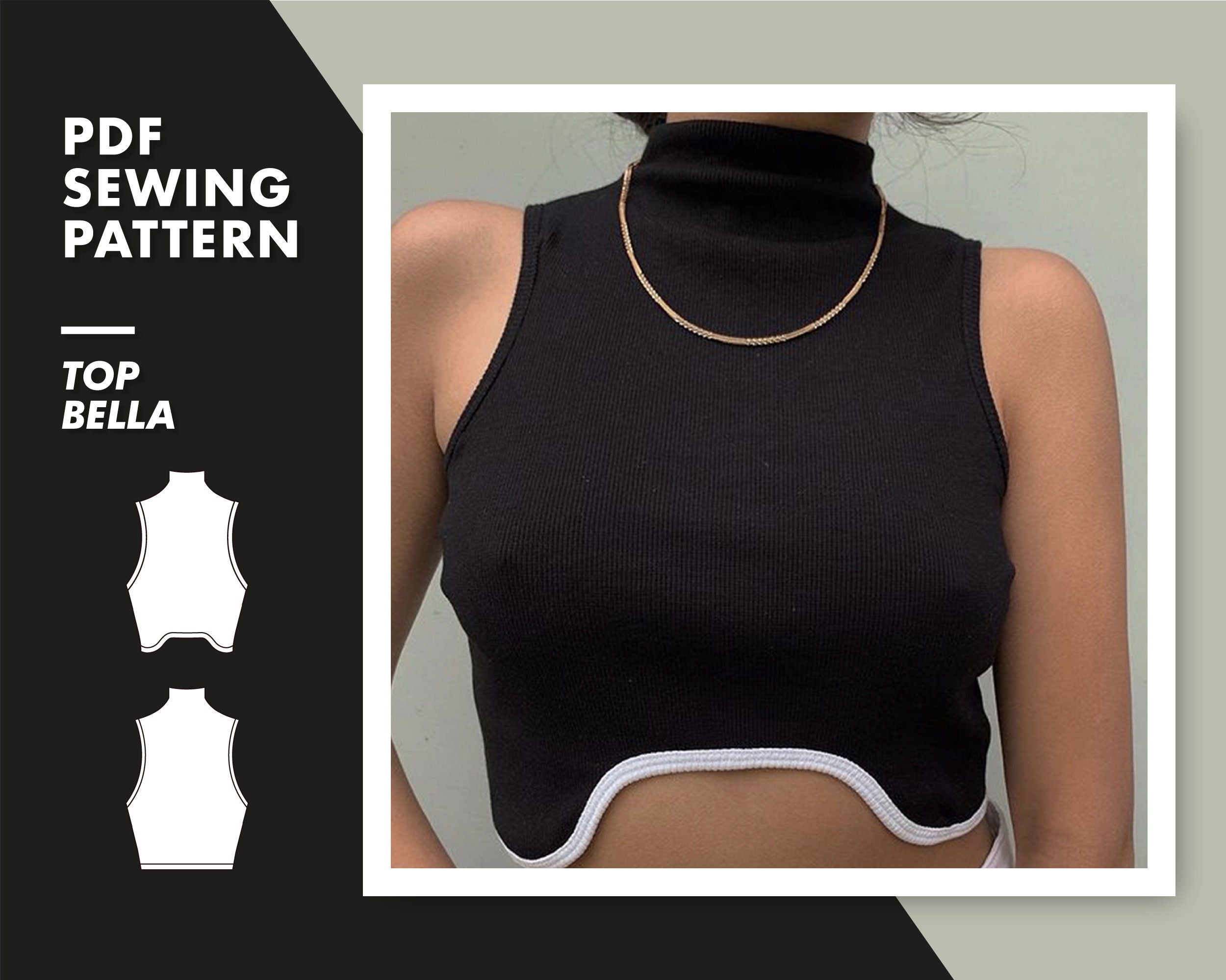 High Neck Crop Top Sewing Pattern PDF Sizes: Xxs Xxl - Etsy