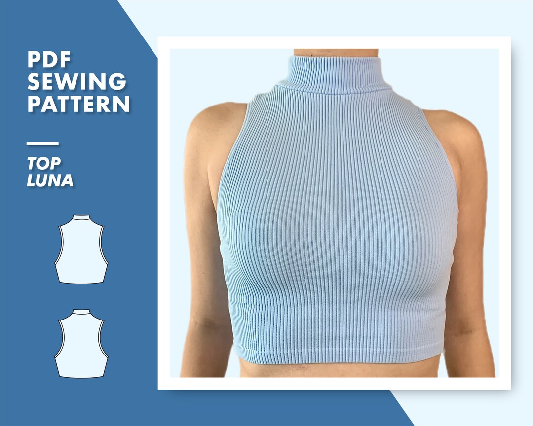 High Neck Crop Top Sewing Pattern PDF | Sizes: Xxs - Xxl | Halter Crop ...