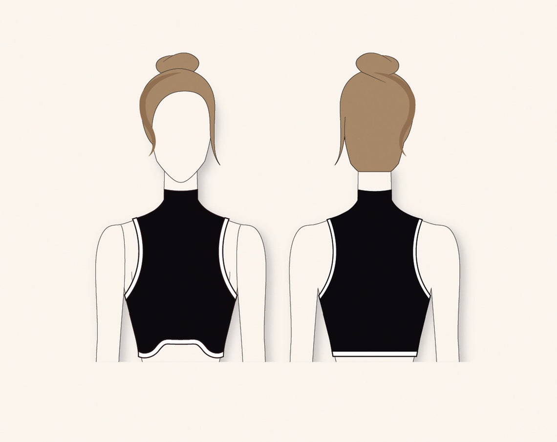 High Neck Crop Top Sewing Pattern PDF Sizes: Xxs Xxl - Etsy