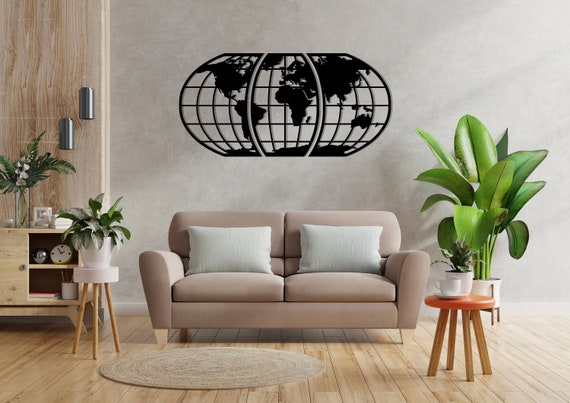 World Map Metal Wall Decor World Metal Wall Art Metal Wall | Etsy