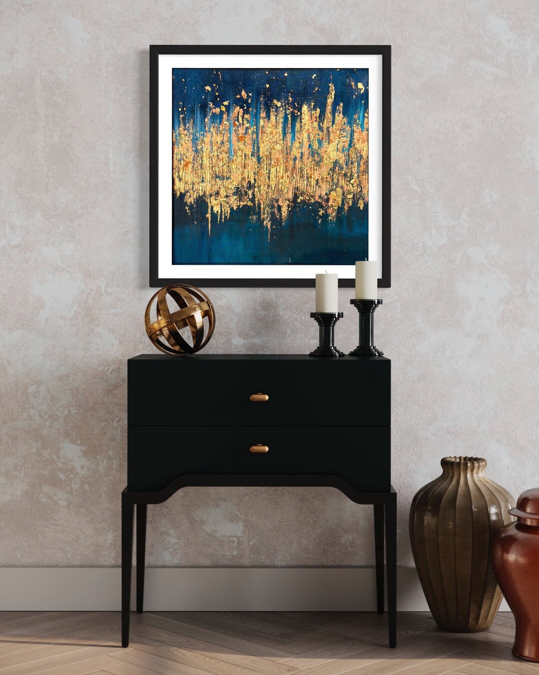 Fire on Water Abstract Original Acrylic and Gold Leaf Painting - Etsy