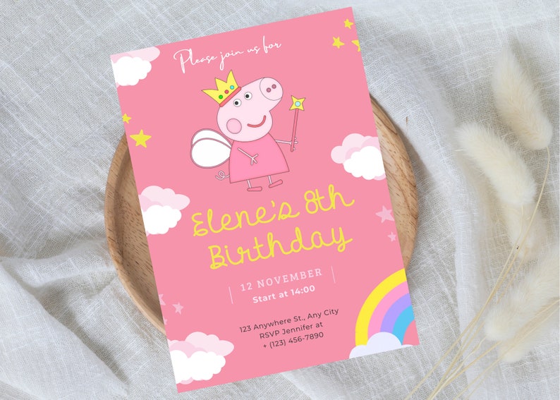 Peppa Pig Birthday Invitation, Editable Peppa Pig Invitation, Kids ...