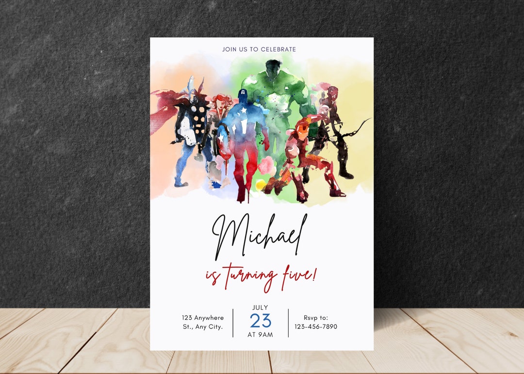 Superhero Birthday Invitation, Super Hero Invitation, Avenger Birthday ...