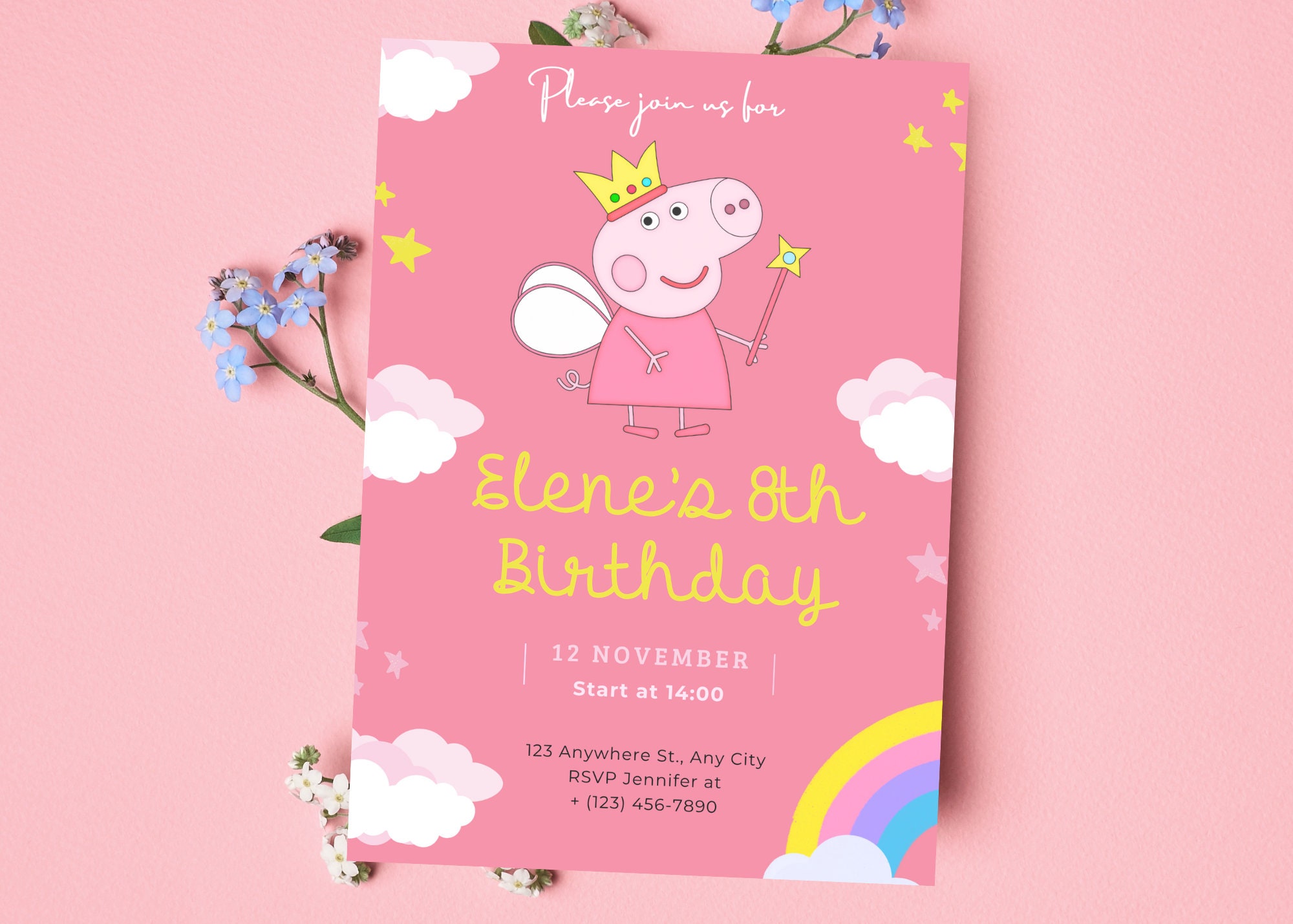 Peppa Pig Birthday Invitation, Editable Peppa Pig Invitation, Kids ...