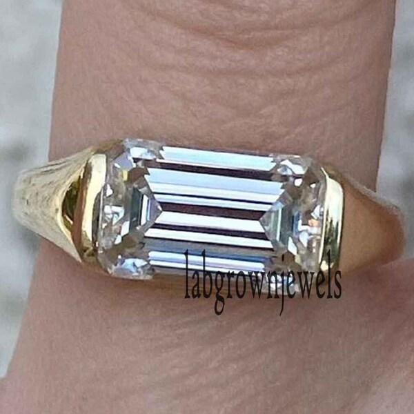 Emerald Cut East West Diamond Ring - Etsy