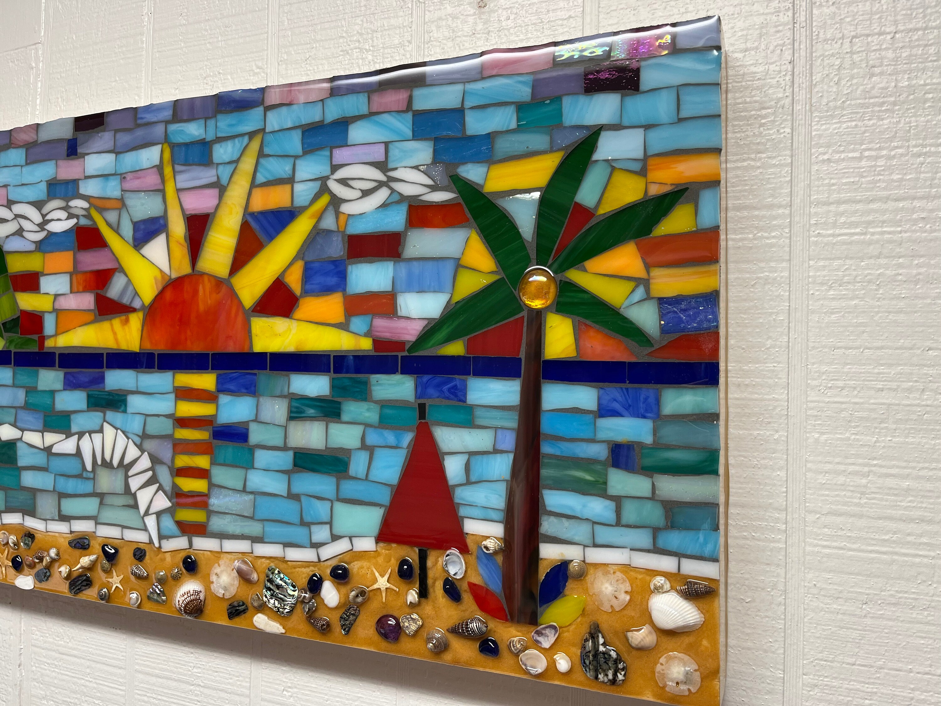 Ocean Mosaic Art, Tropical Mosaic Decor, Beach Mosaic Art, Stained ...