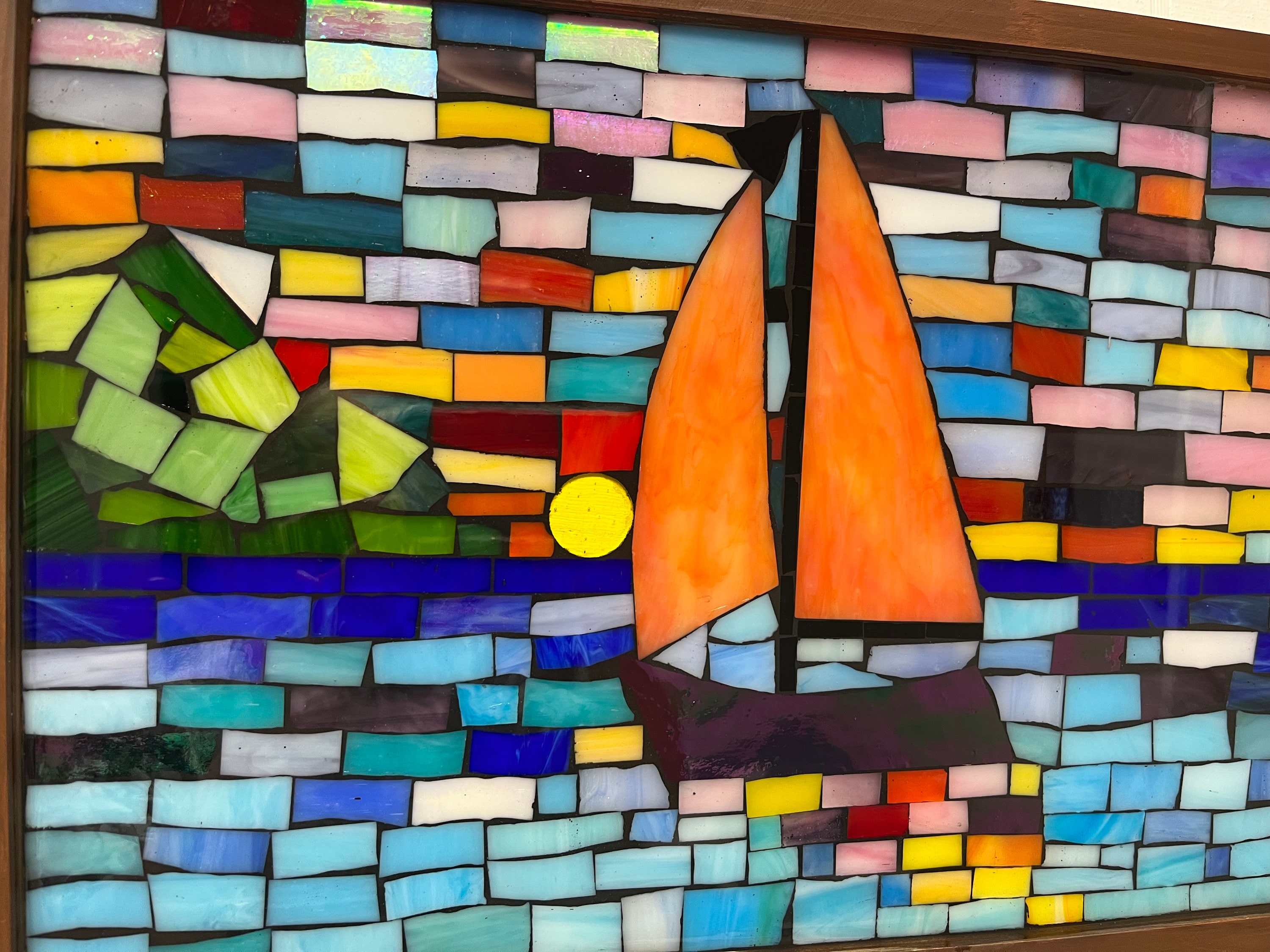 Ocean Mosaic Art, Sunset Mosaic Decor, Beach Mosaic Art, Stained Glass ...