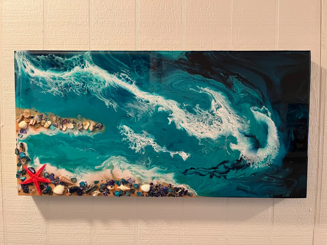 Beach Art, Resin Ocean Decor, Coastal Decor, Nautical Theme, Resin Art ...