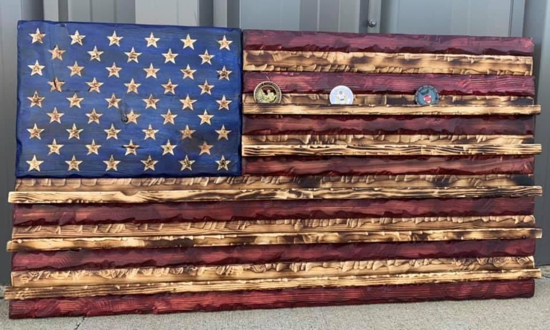 Wooden American Coin Holder Flag - Etsy