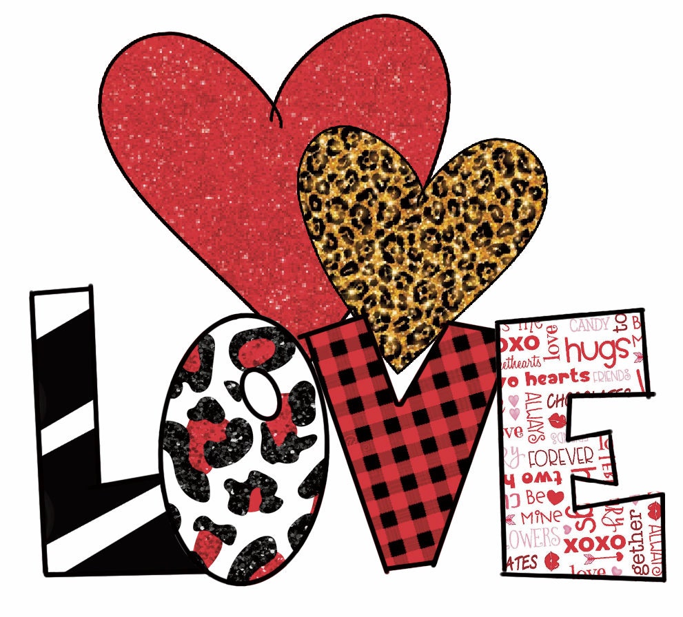Love Png, Valentine’s Day, Leopard Print Heart, Buffalo Plaid ...