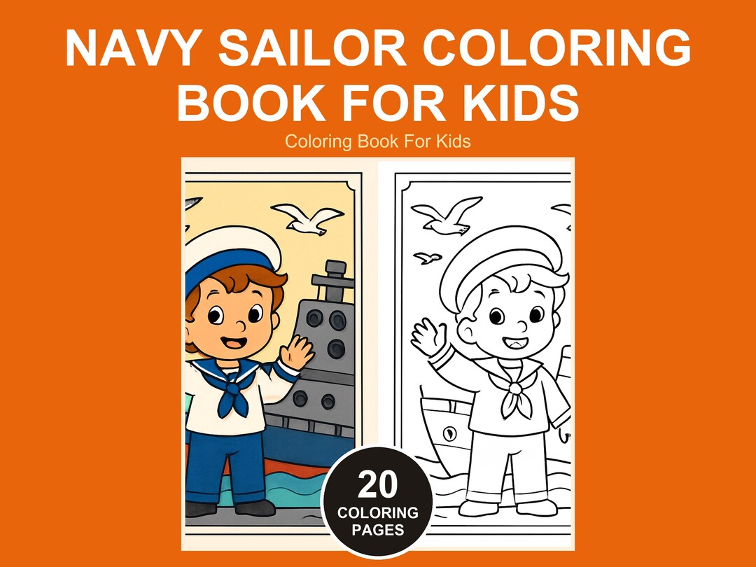 Navy Sailor Coloring Book for Kids | 20 Nautical Pages (digital ...